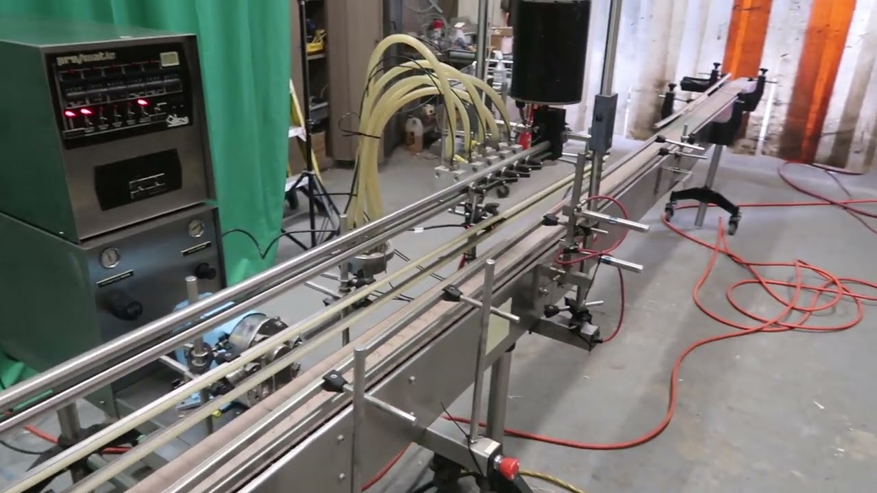 Oden “Promatic” Five Head Pump-Style Filler, with 19 Ft Conveyor ...