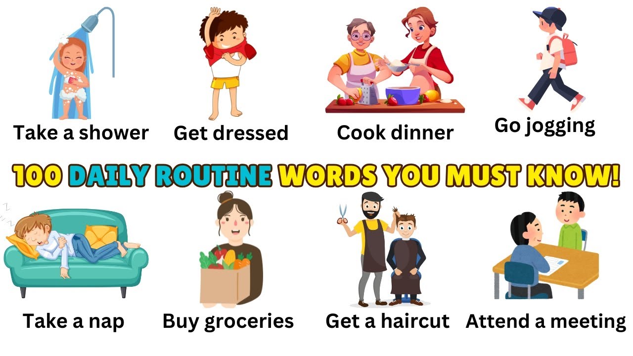 100 Daily Routine Vocabulary Words with Meaning & Example Sentences ...
