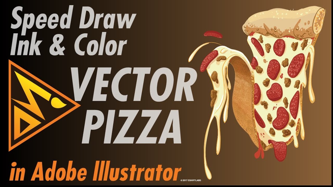 Speed Draw, Ink & Color in Adobe Illustrator, Hot Dripping Pizza Slice ...