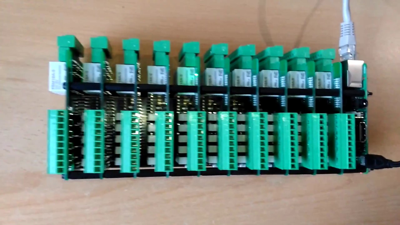 Raspberry Pi driving 100 relays, no wires, no extra power supply - YouTube
