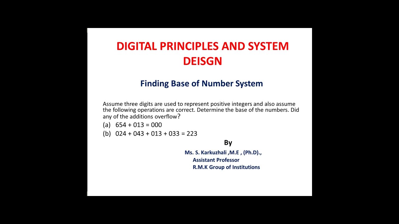 DPSD #1.1 Finding Base of the Number System - YouTube