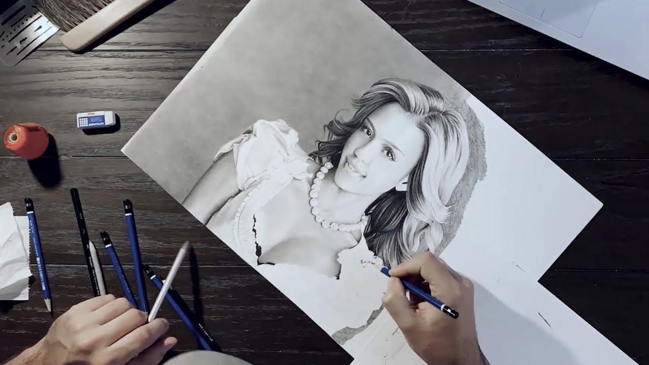 Jessica Alba pencil drawing time lapse - YouTube