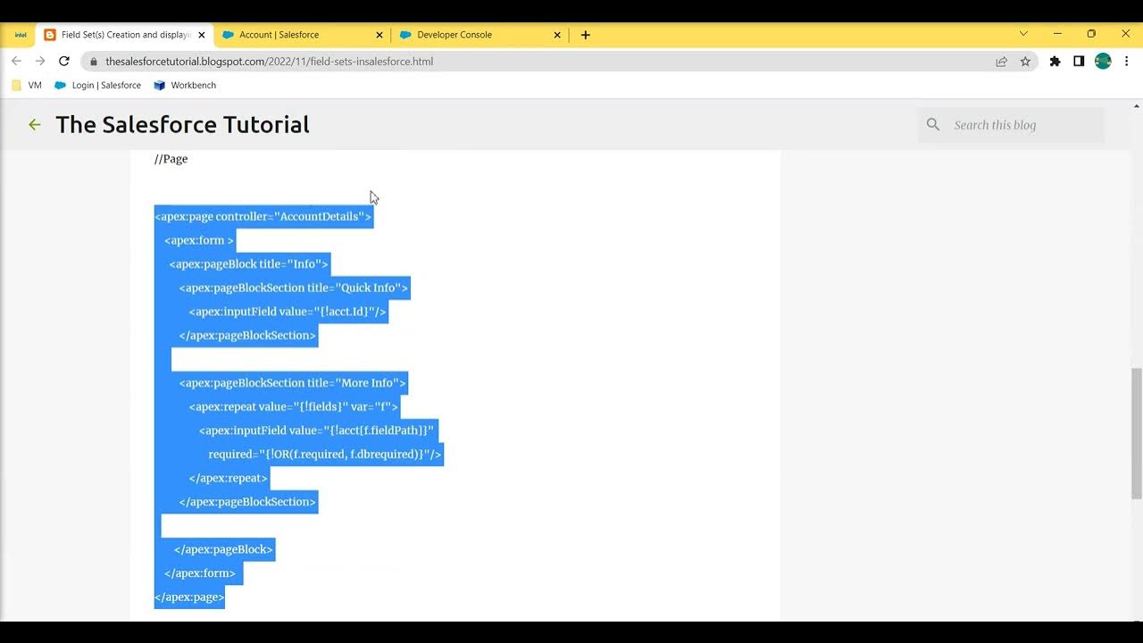 Displaying a Field Set on a Visualforce Page #inSalesforce - YouTube