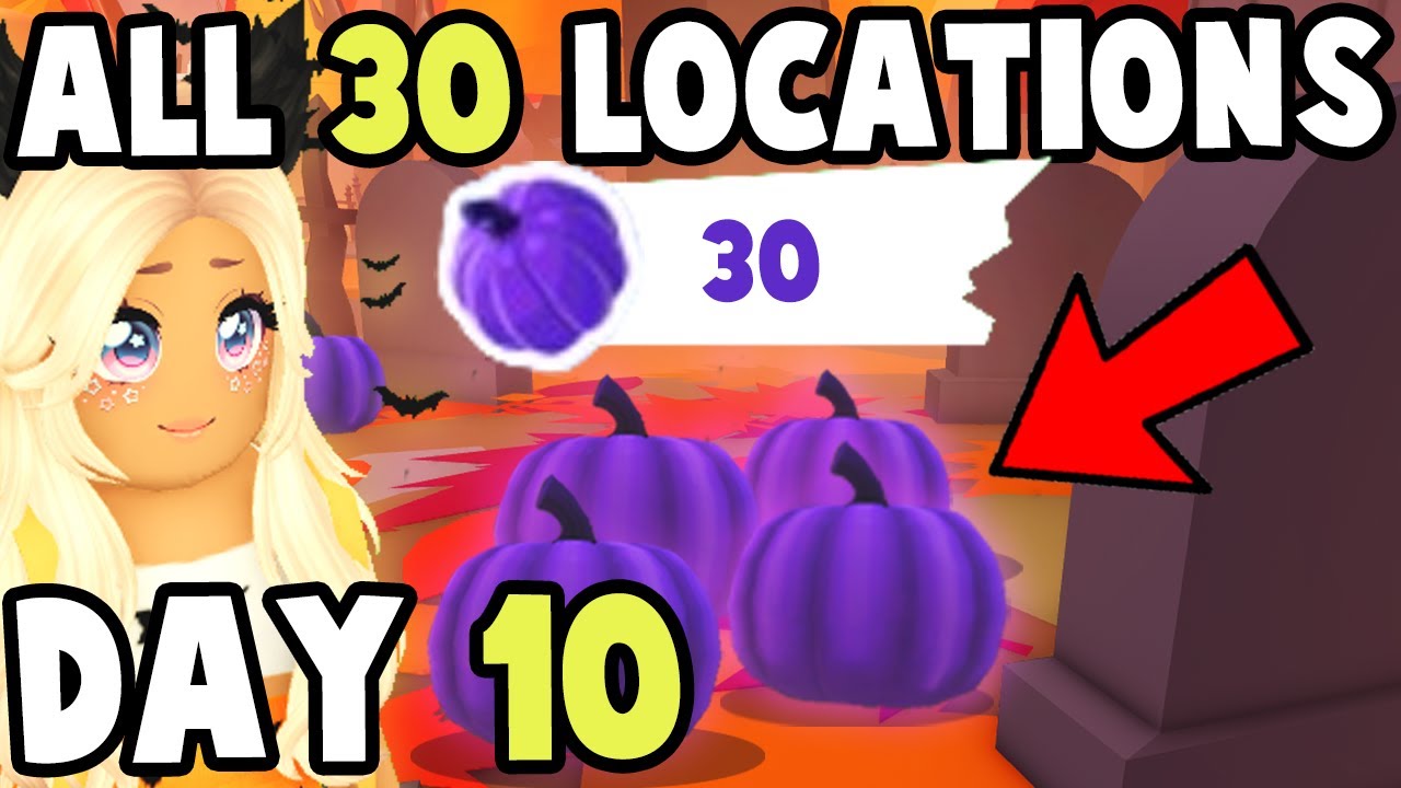 (DAY 10) ALL 30 Purple Pumpkin Locations in Adopt Me! - YouTube