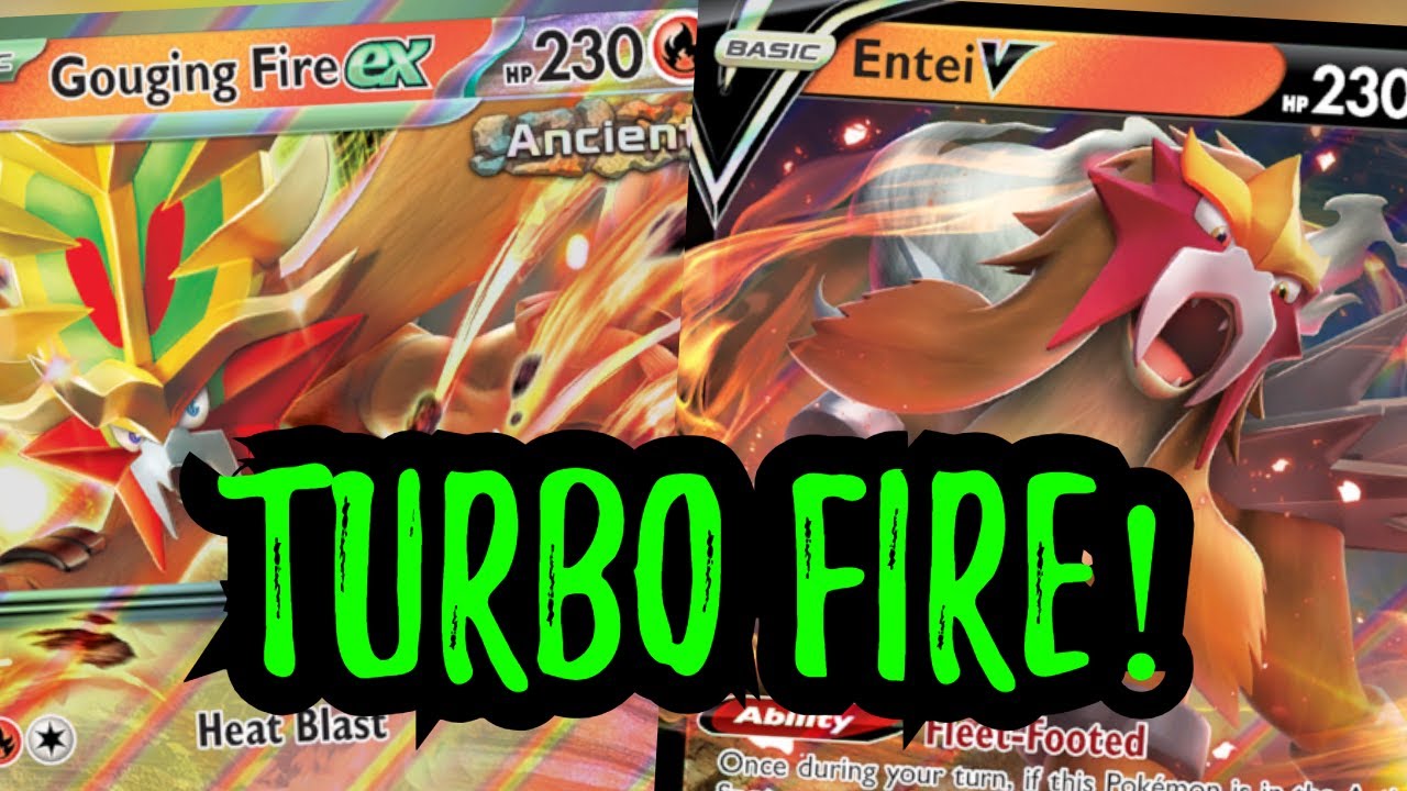 TURBO FIRE Deck with Gouging Fire and Entei V Pokemon TCG Live - YouTube
