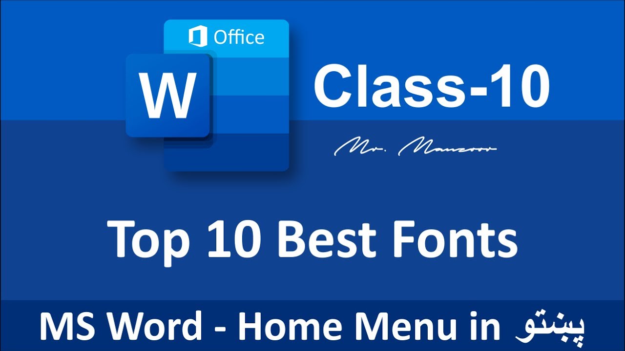 Top 10 Best Fonts in MS Word | Class - 10 - YouTube
