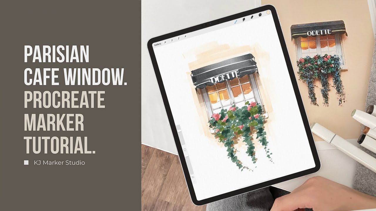Procreate Tutorial • Drawing a Parisian Cafe Window With Marker Brushes ...