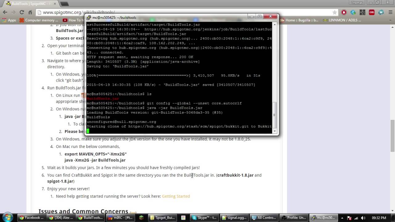 Getting Spigot 1.8.3 via BuildTools [Linux] - YouTube