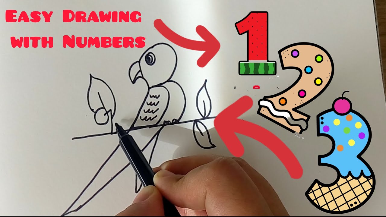 Easy Drawing with Numbers1,2,3|Fun Drawing Tutorial for Kids🖌🎨 - YouTube
