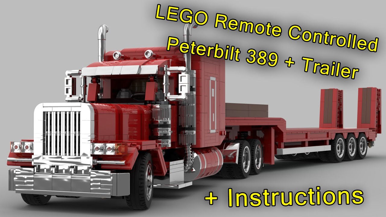 Lego RC Peterbilt 389 + Lowboy trailer 1:23 - YouTube