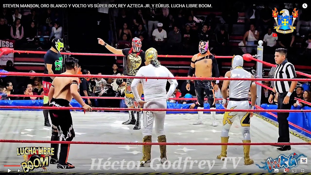 STEVEN MANSON, ORO BLANCO Y VOLTIO VS SÚPER BOY, REY AZTECA JR. Y EÚRUS ...