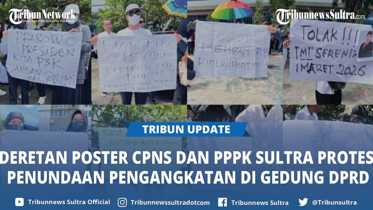 Deretan Poster Demonstrasi Aliansi CPNS dan PPPK Sultra Protes ...