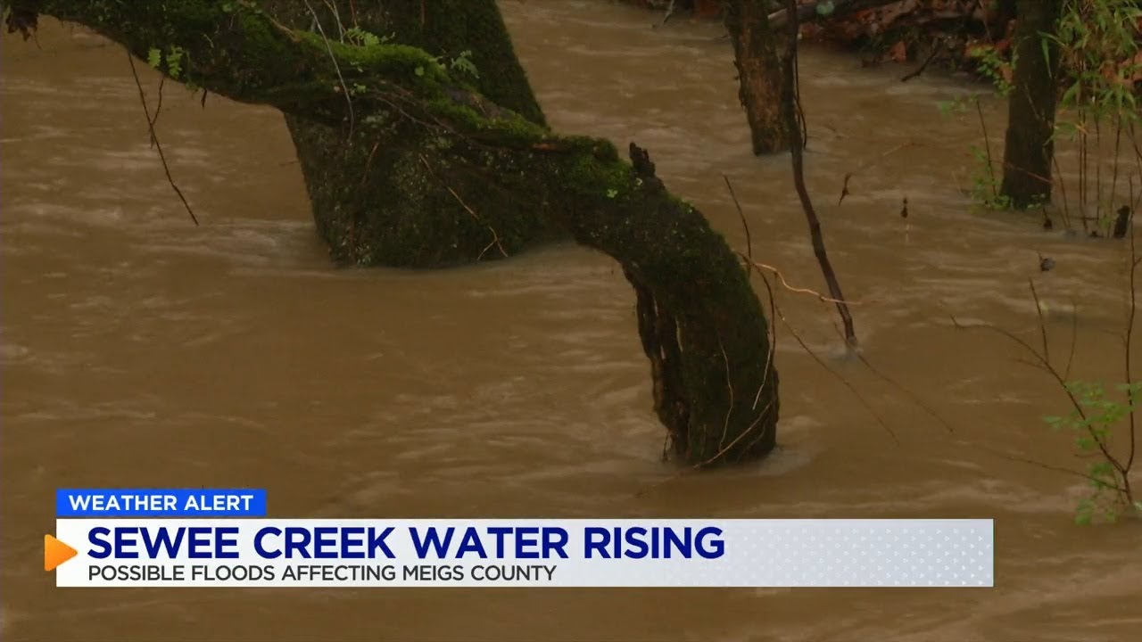Sewee Creek water rising possible floods affecting Meigs County - YouTube