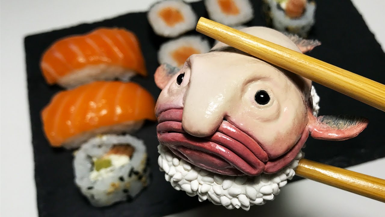 How to make Sushi Blobfish with clay - YouTube