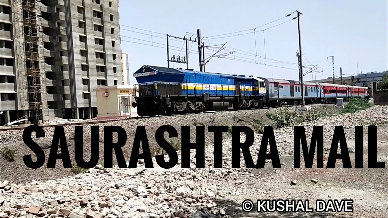 Saurashtra Mail with Long hood WDP4B depart Jamnagar City in Hot ...