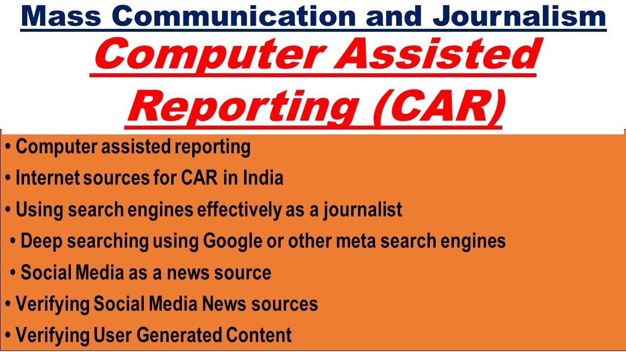 Computer Assisted Reporting CAR | Hindi | media | #Journalism # Public ...