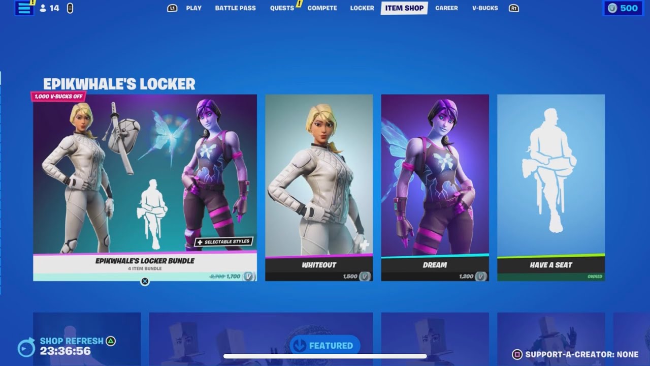New to shop: Epikwhale’s locker bundle and Goated emote!! July 17 item ...