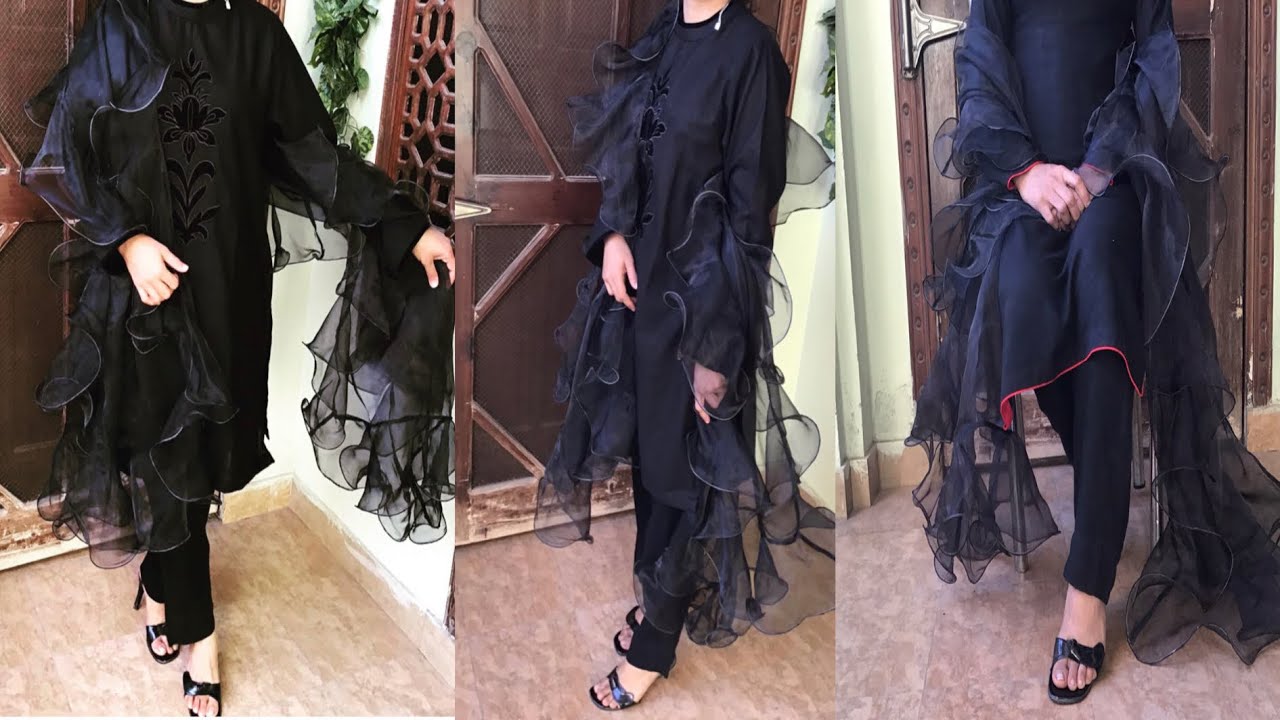 Ruffle Designer Dupatta Making At Home\Black Ruffle Dupatta full ...