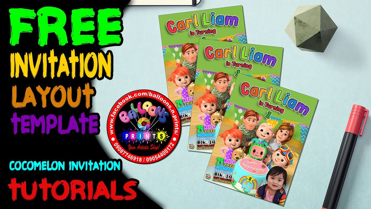 Free Cocomelon Invitation Layout - YouTube