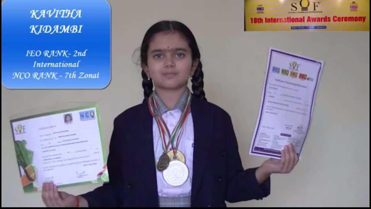 KAVITHA KIDAMBI - SOF IEO NCO - OLYMPIAD MEDALS - YouTube