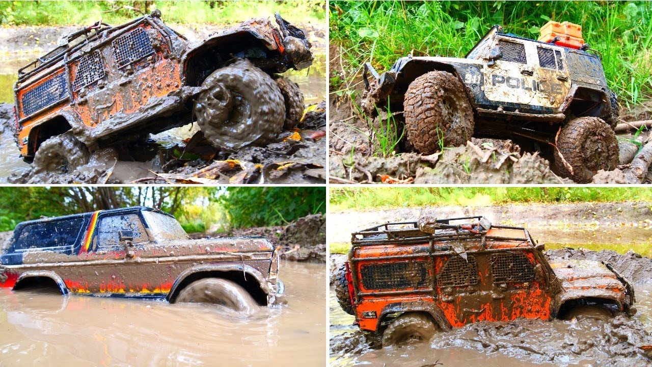 Crazy Rc Trucks OFF Road in Mud — Land Rover Defender, Jeep, Ford — RC ...