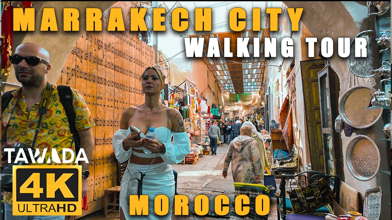 Marrakech city morning walking tour (4K UHD) Morocco - YouTube