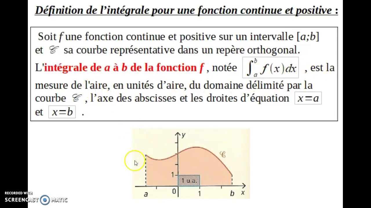 Intégration 1 Définition Intégrale Fn continue et positive - YouTube