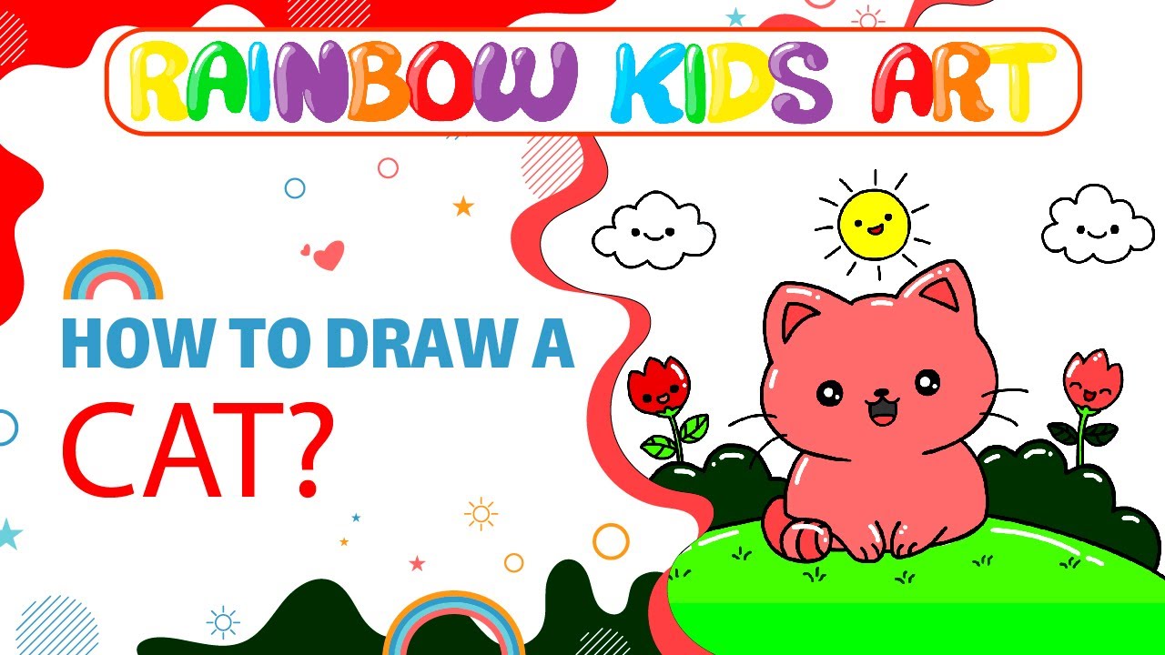How to draw a pink cat ? cute cat - YouTube