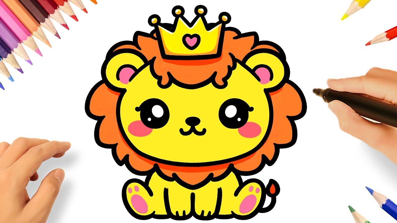 HOW TO DRAW A CUTE LION EASY 🦁 - YouTube