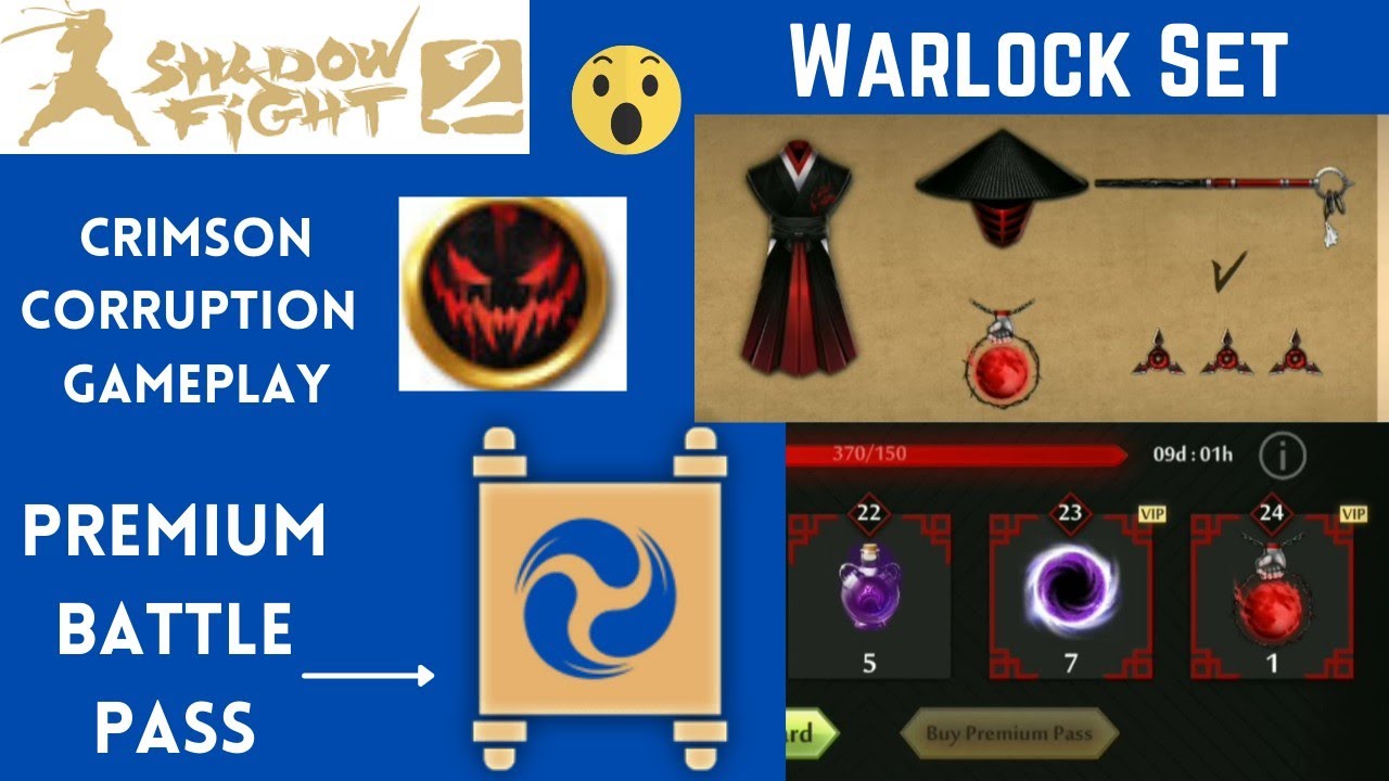 Battlepass (VIP) Shadow Fight 2 || Warlock Set Complete || Crimson ...