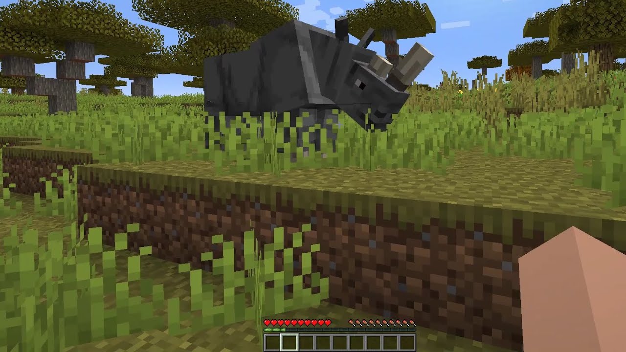 What if I punch a Rhino in Minecraft - YouTube