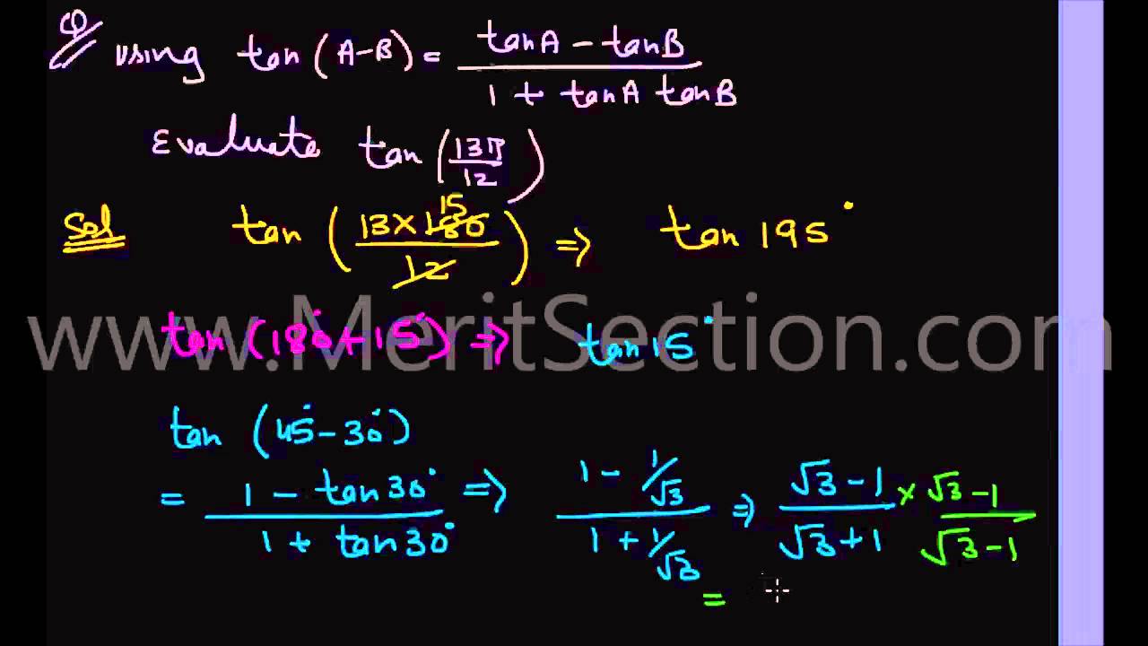 trigonometric functions of sum and difference of angles 3 - YouTube