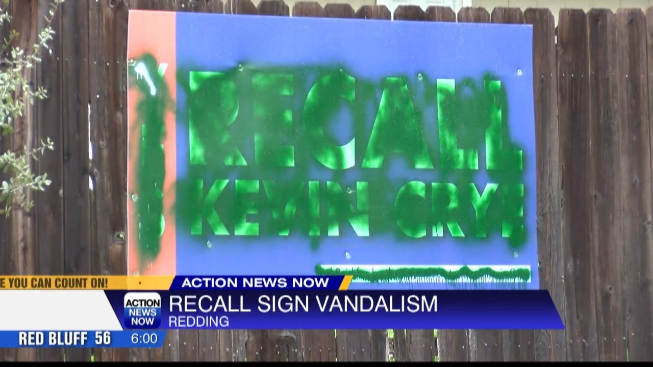 Recall campaign signs vandalized and stolen in Redding - YouTube