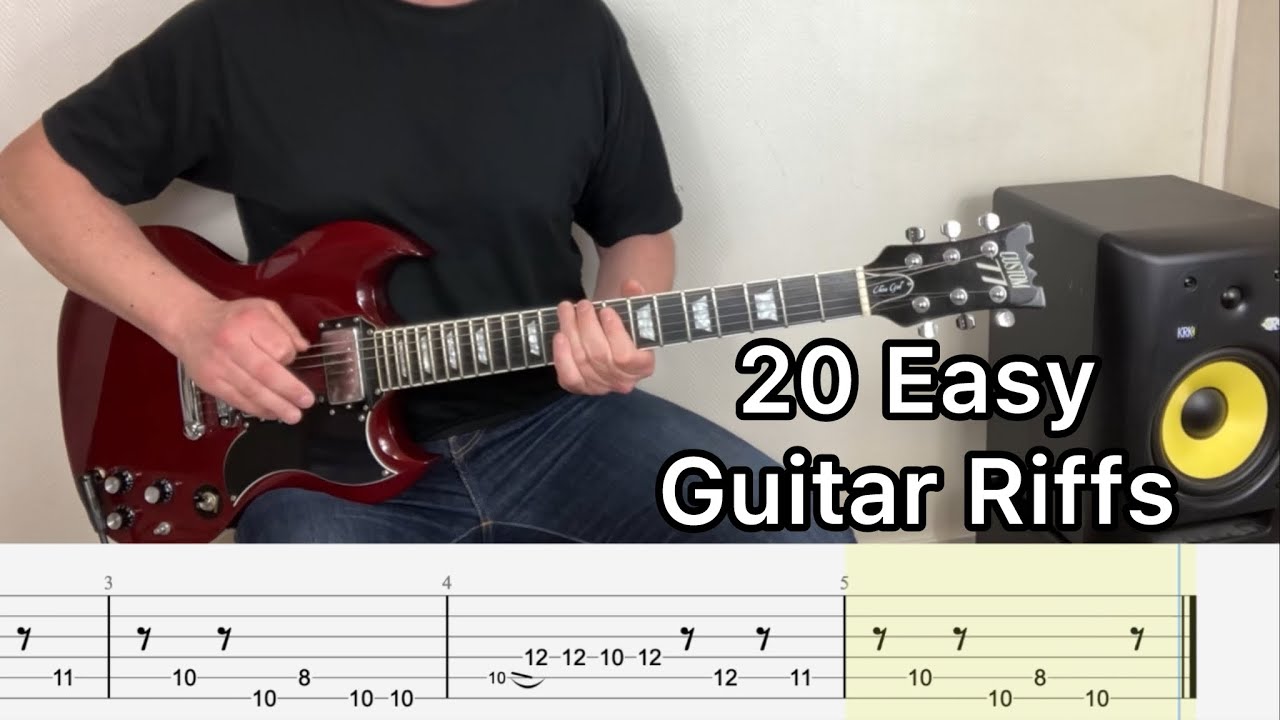 20 Guitar Riffs for Beginners with Tabs - YouTube