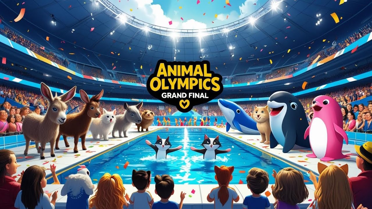 "Epic Animal Olympic Jump | Stadium Crowd Goes Wild in Swimming Finals ...