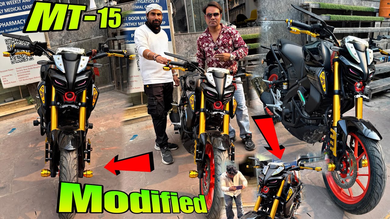 Mt15 bike modified black | Mt15 modifications | Mt15 Accessories - YouTube