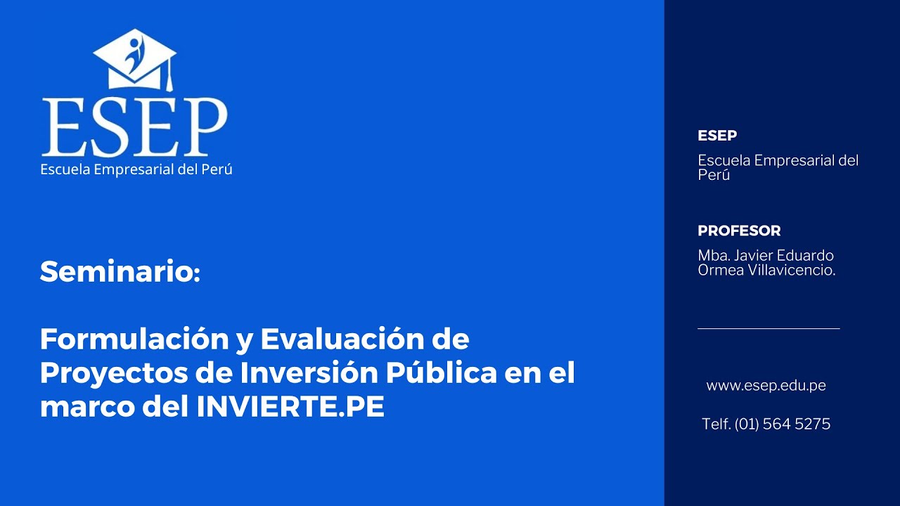 Formulación y Evaluación de Proyectos de Inversión Pública en el marco ...