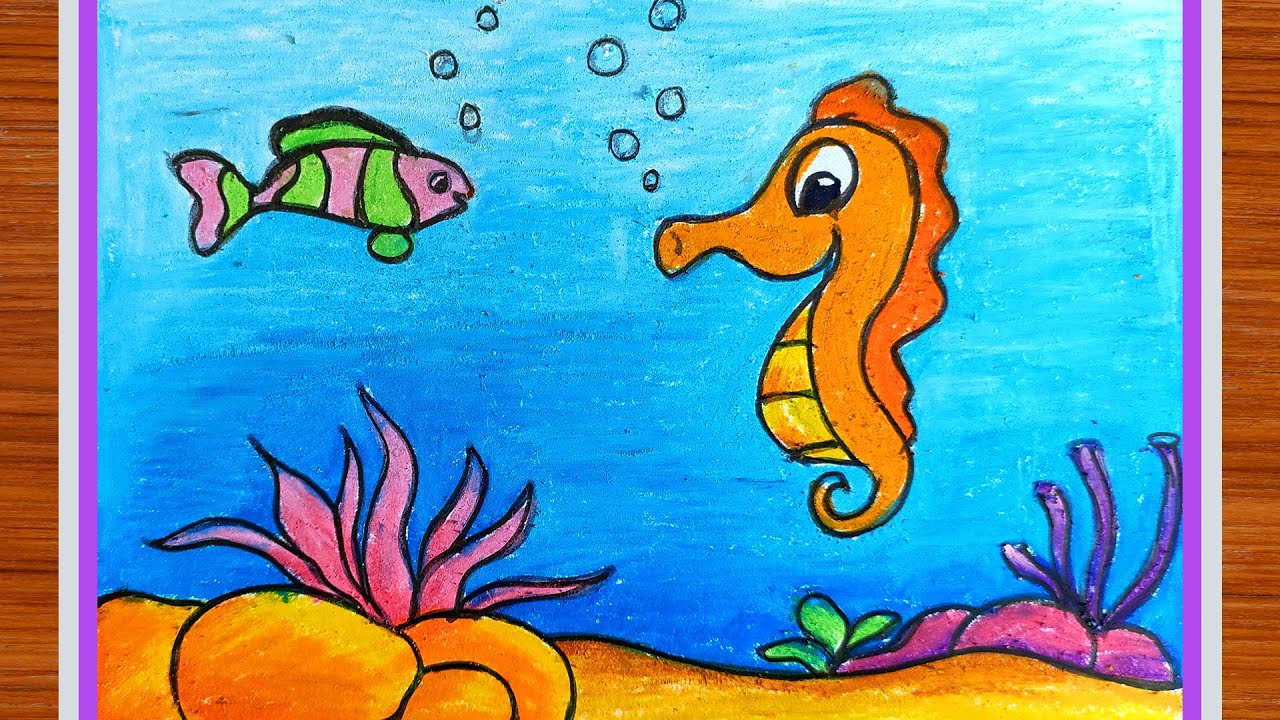 Easy Underwater Scenery Drawing for Beginners || How to Draw under ...