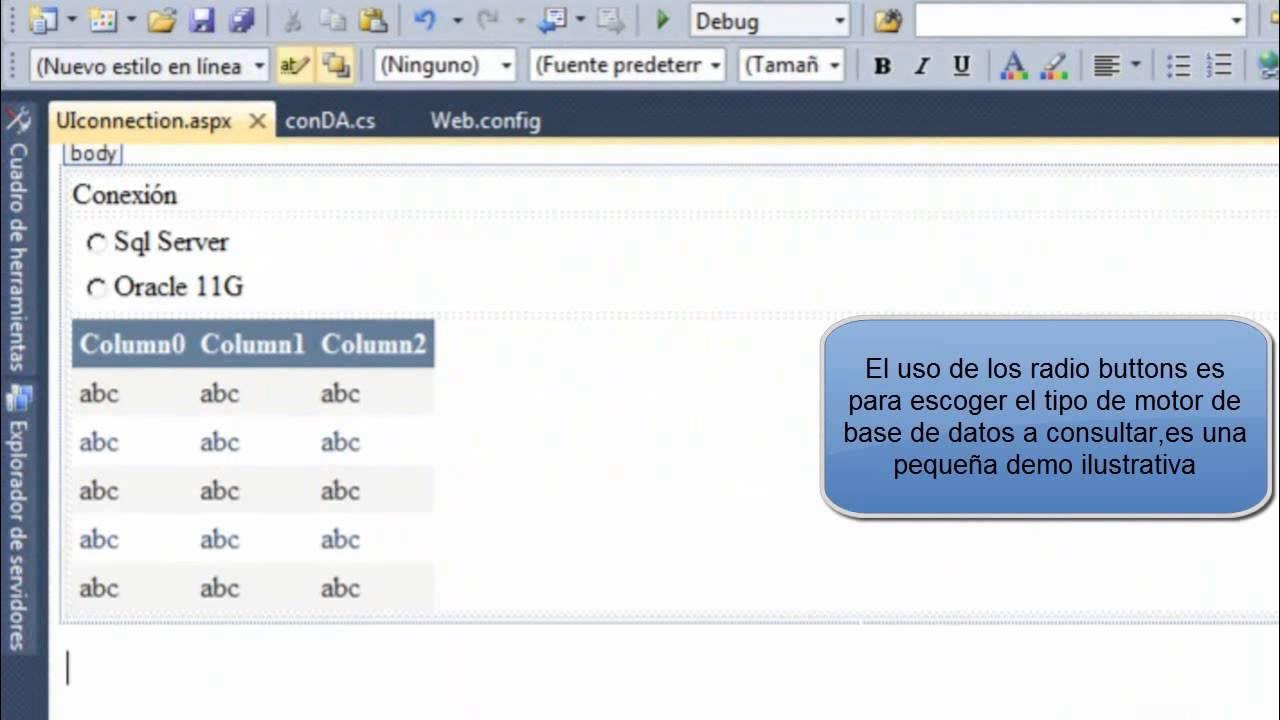 ASP.NET C# CONEXION SQL SERVER Y ORACLE 11G (ODAC) - YouTube