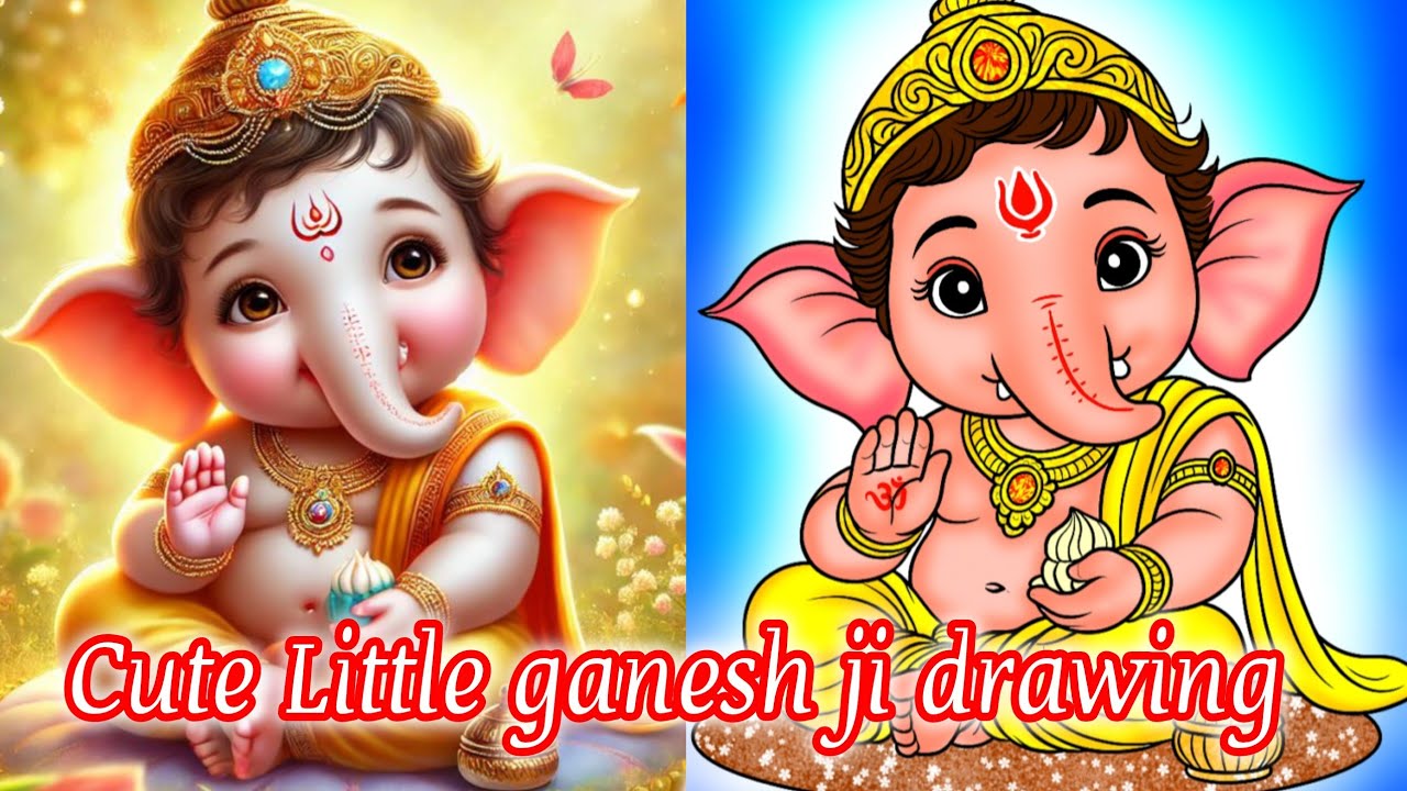 Cute Little Ganesh Ji Drawing | Easy & Beautiful Ganpati Bappa Art ...