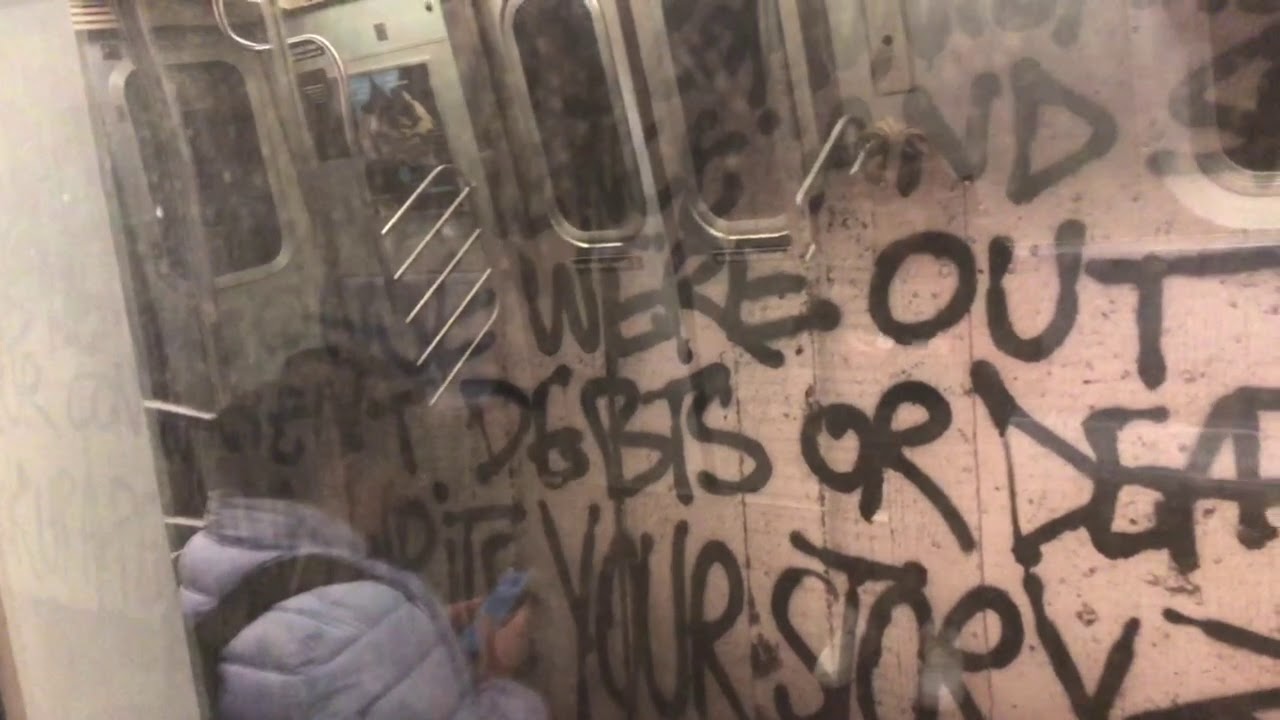 #MTA NYC Subway station graffiti #Debt L Train - YouTube