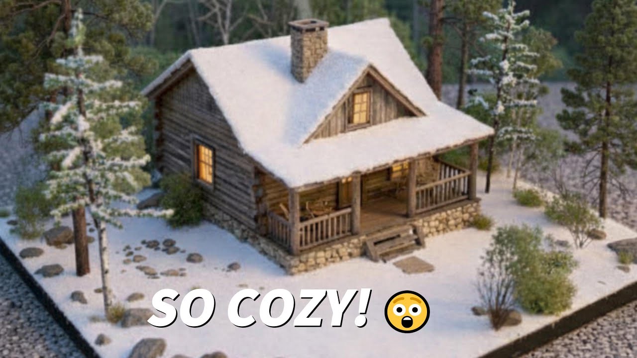 This Tiny Winter Cabin Looks So Cozy Using Simple Materials - YouTube