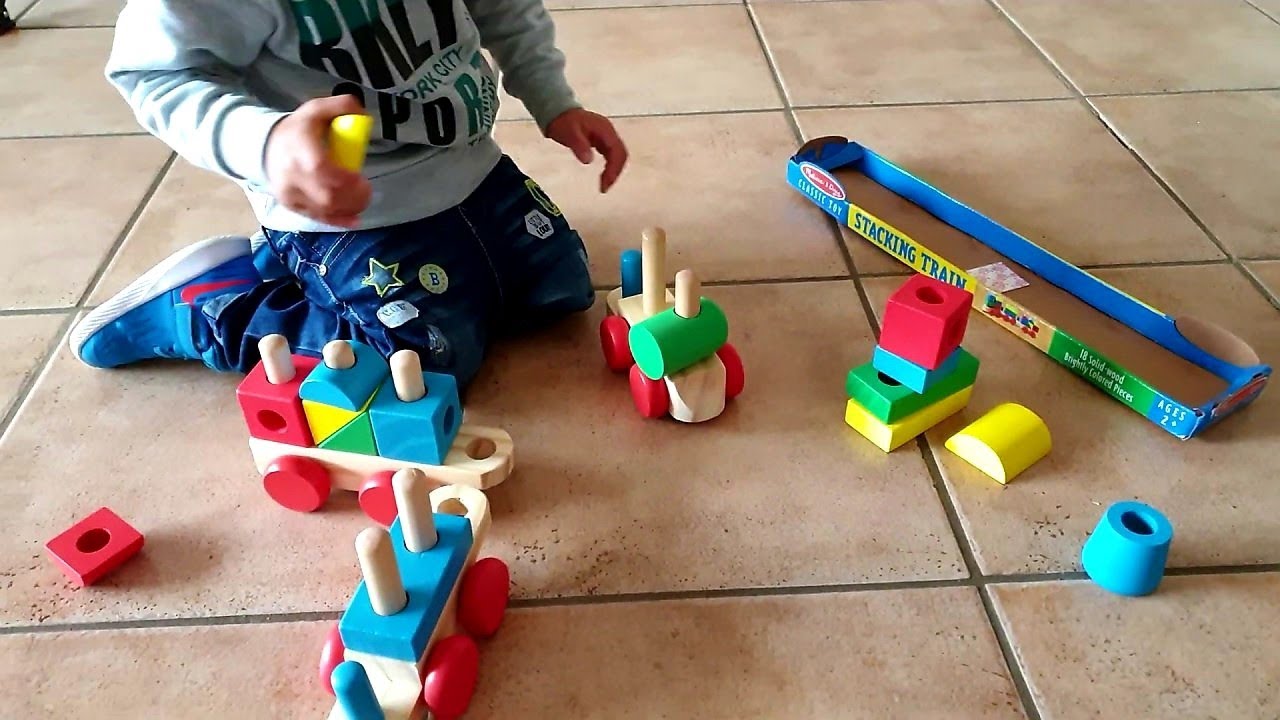 Wooden Blocks Train - Melissa and Doug Classic Toy Stacking Train - YouTube