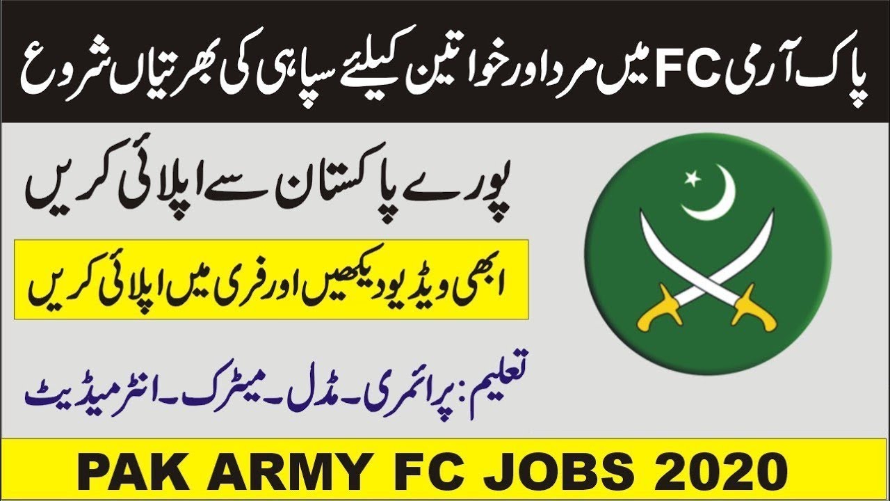 Fc Jobs 2020 Pakistan | FC Balochistan Jobs 2020 Frontier Corps Latest ...