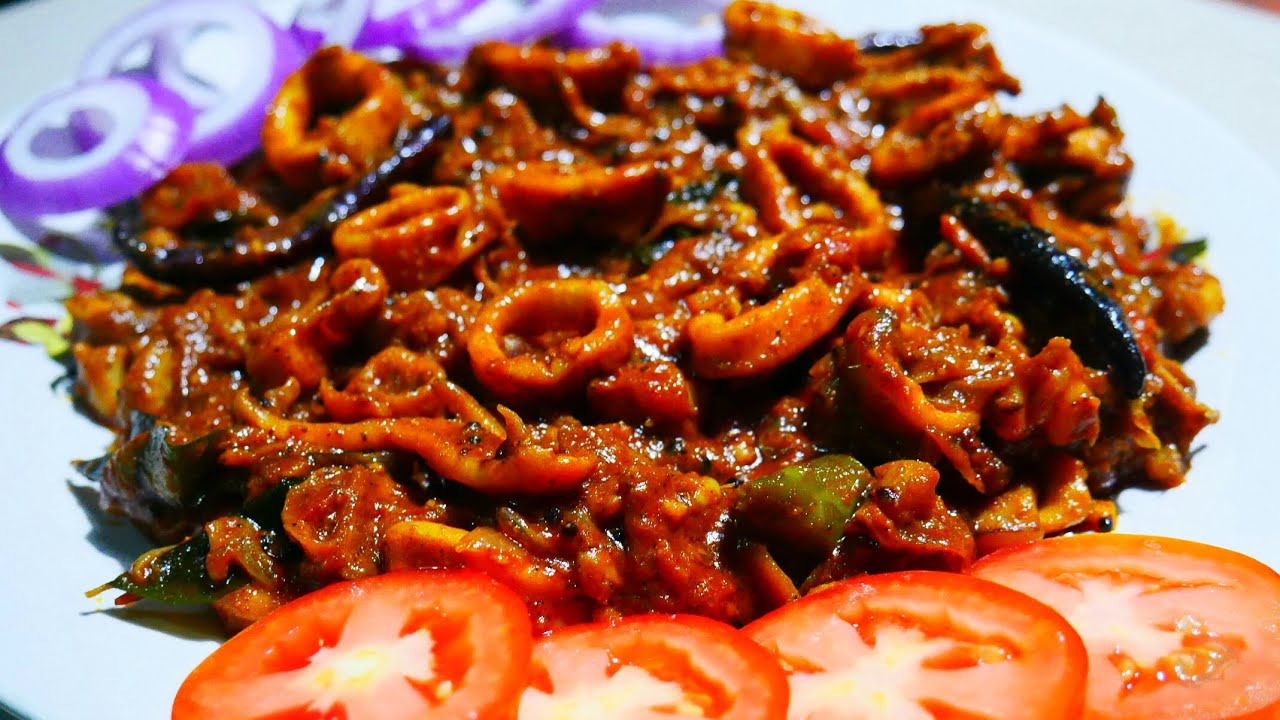 Squid roast | Kanava roast | Koonthal roast | calamari roast | squid ...