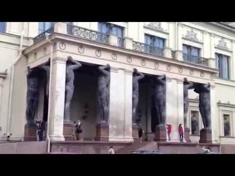 Millionnaya St and Atlantes portico of the Winter Palace