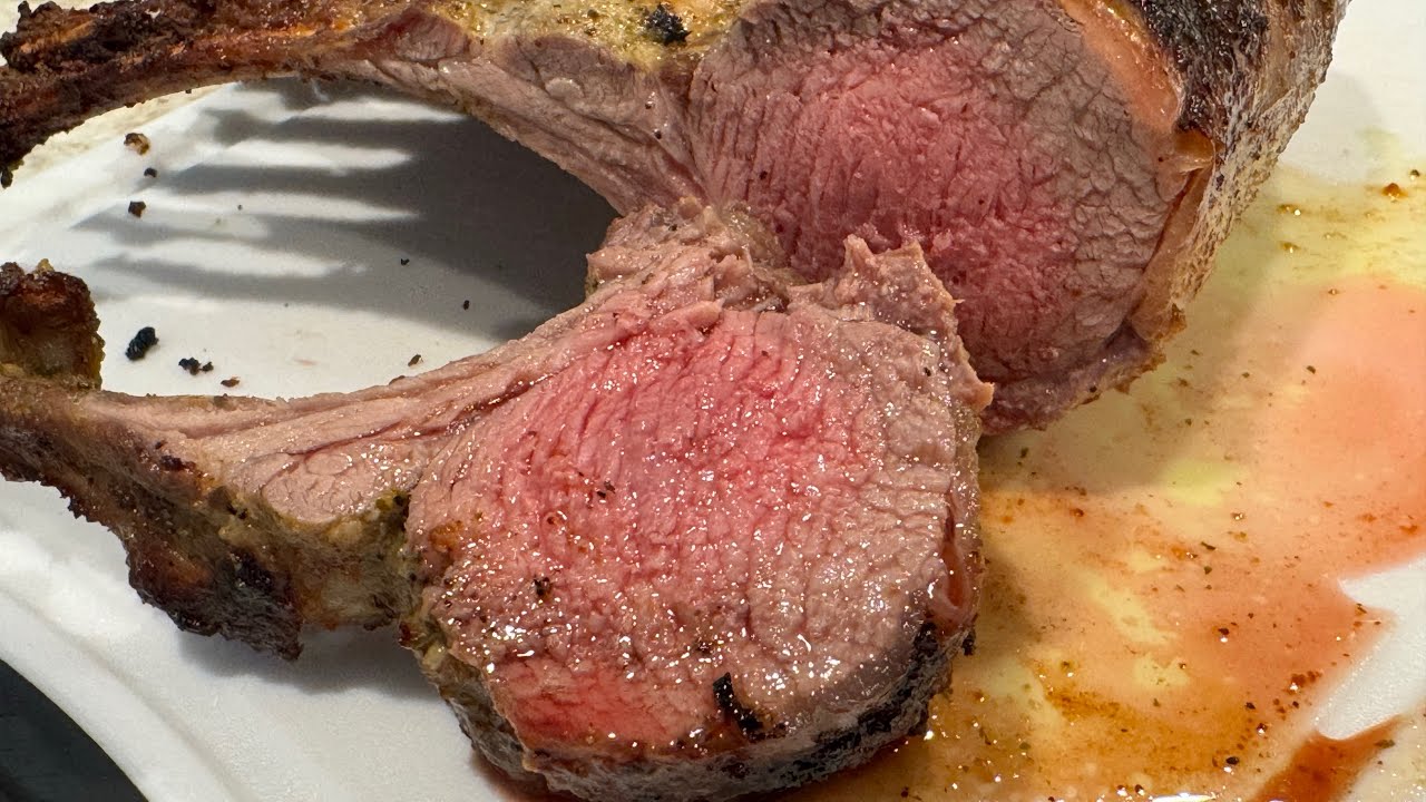 Lamb chops for lunch! Medium-pink inside! Yum! - YouTube