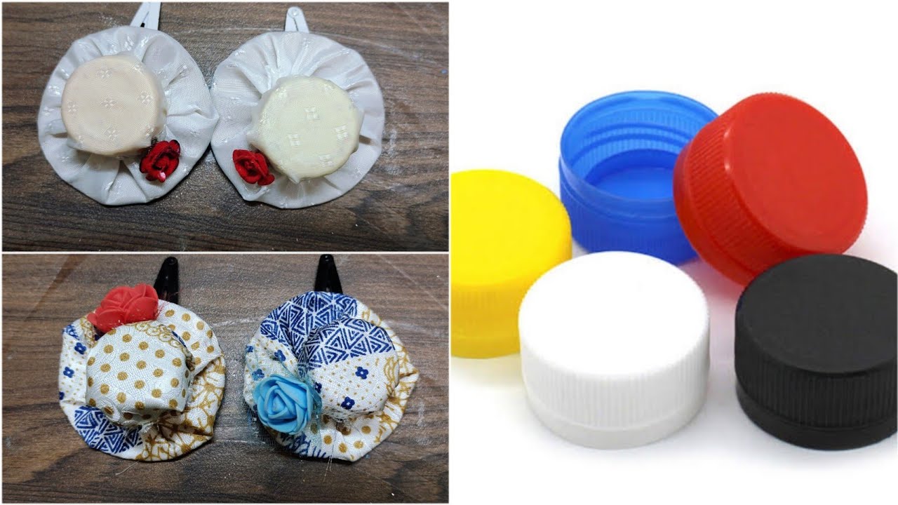 Easy Diy Plastic Bottle Cap Hair Clips Making l How to make a mini hat ...