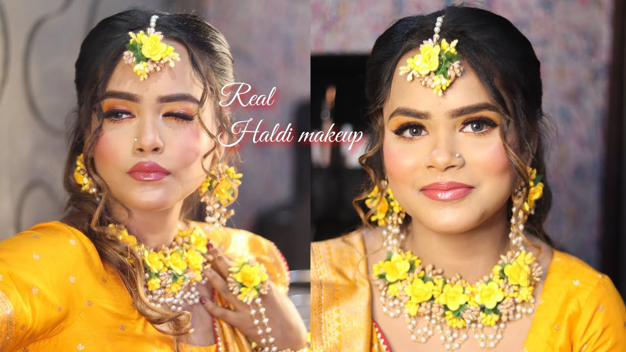 Easy & Quick Haldi Makeup Tutorial by Shruti makeover | Glowy haldi ...