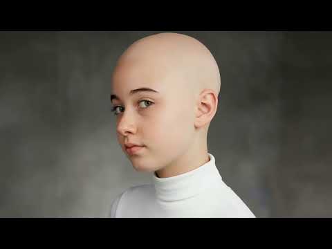 7c - Cute brunette shows off her shiny bald head just after she shaved all her hair off